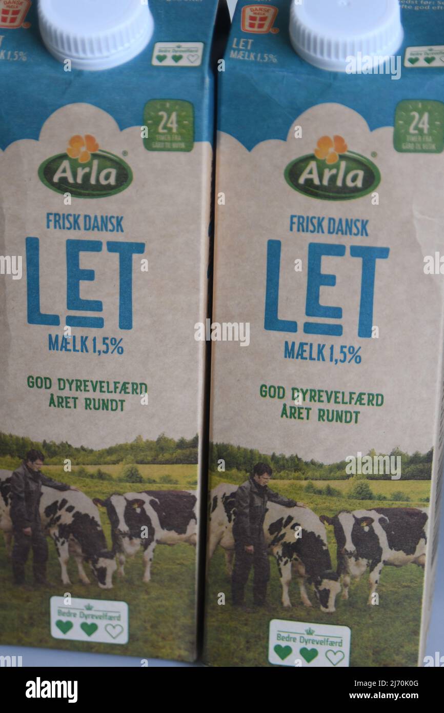 Copenhagen/Denmark/05 May 2022/. Arla dairy products milk yogurt and ...