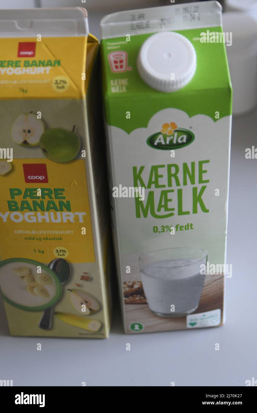 Copenhagen/Denmark/05 May 2022/. Arla dairy products milk yogurt and ...