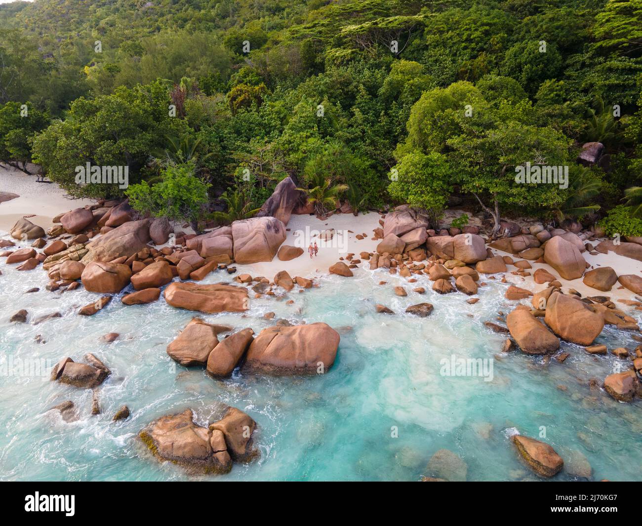 Praslin Seychelles tropical island with withe beaches and palm trees ...