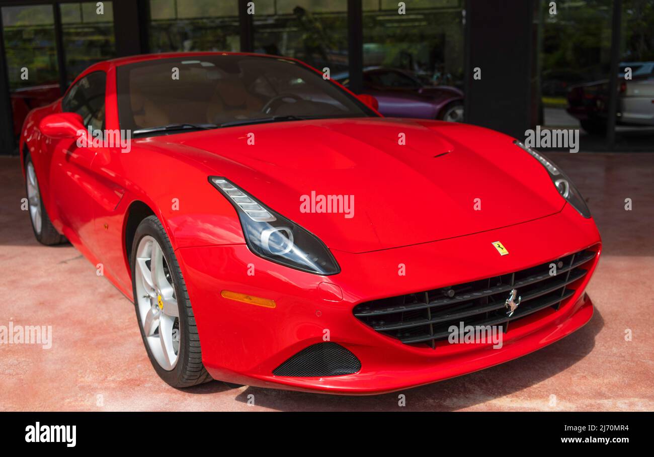 Miami Beach, Florida USA - April 15, 2021: red Ferrari California ...