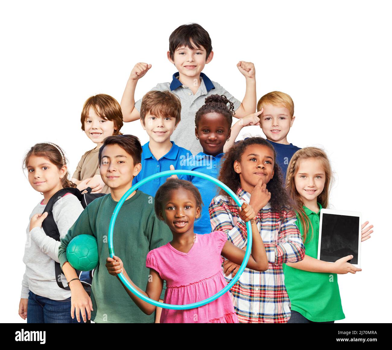 Pyramid of active cheerful children as a concept for free time and ...