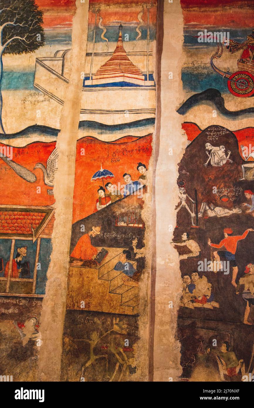 Wat Phumin temple and its wall painting in Nan city, Thailand Stock ...