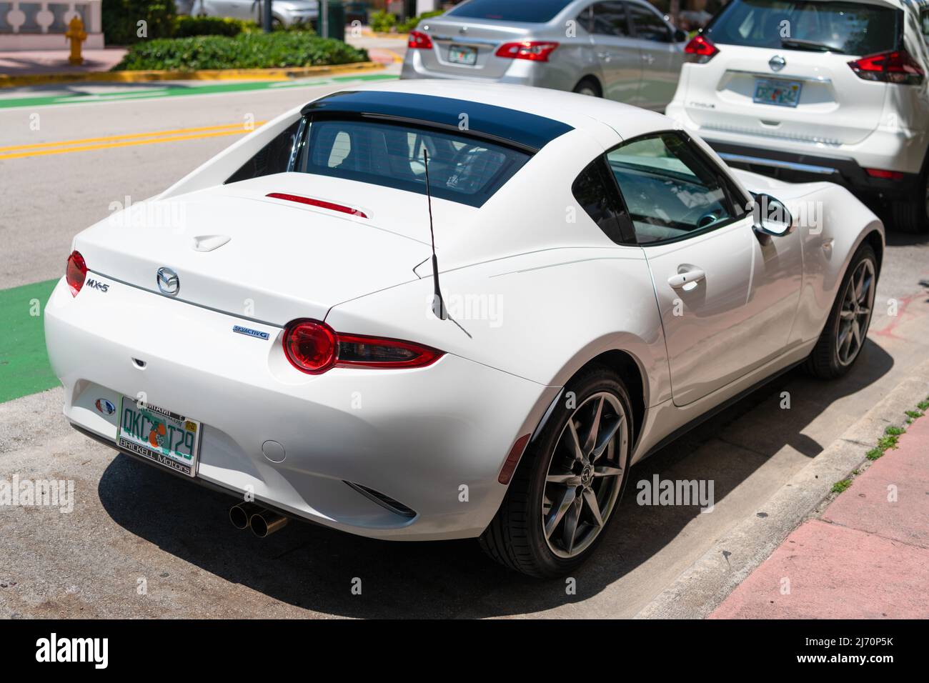Miami Beach, Florida USA - April 14, 2021: white mazda mx 5 or Miata ...