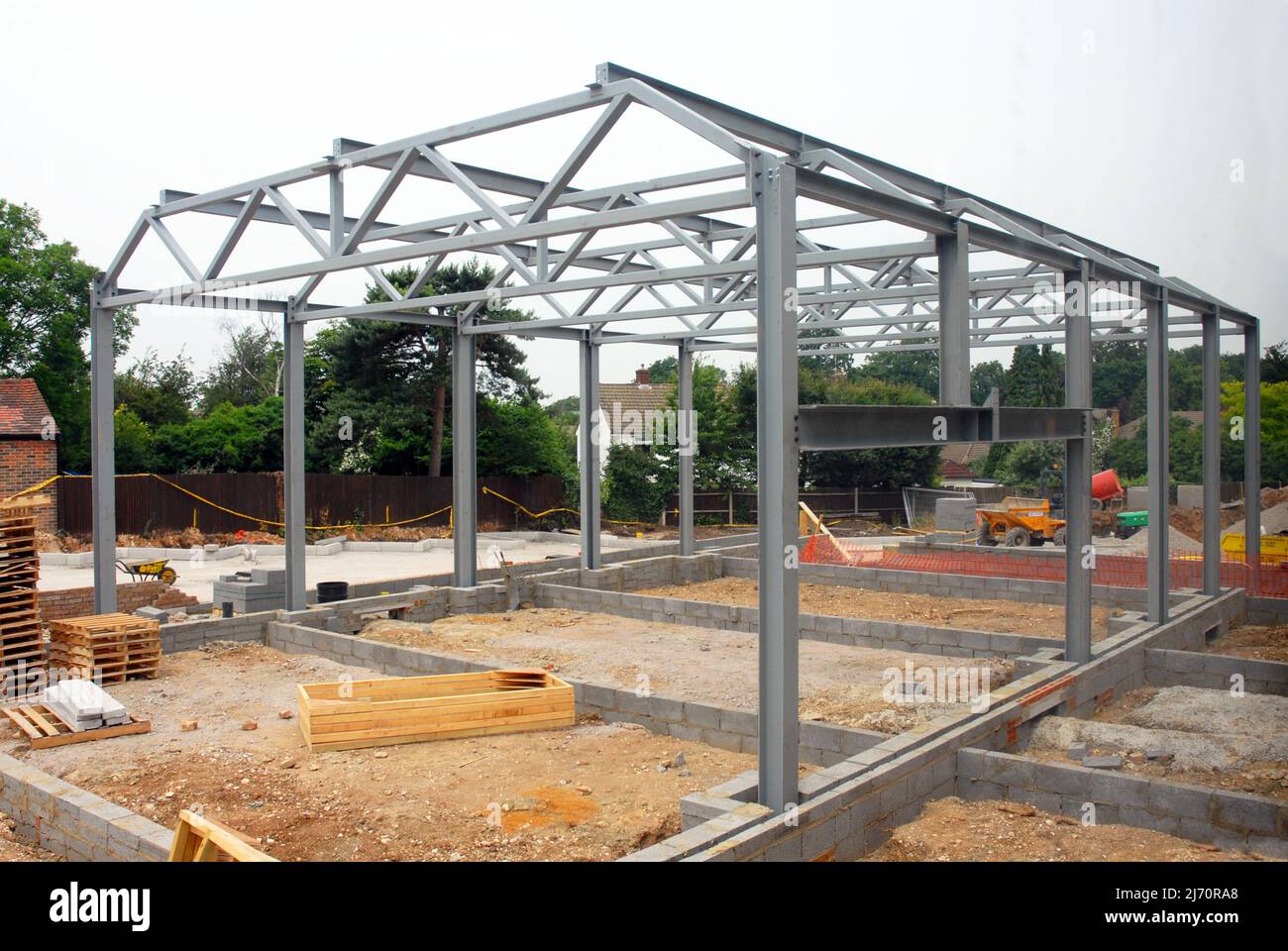Skeleton of church hall under construction, England Stock Photo - Alamy
