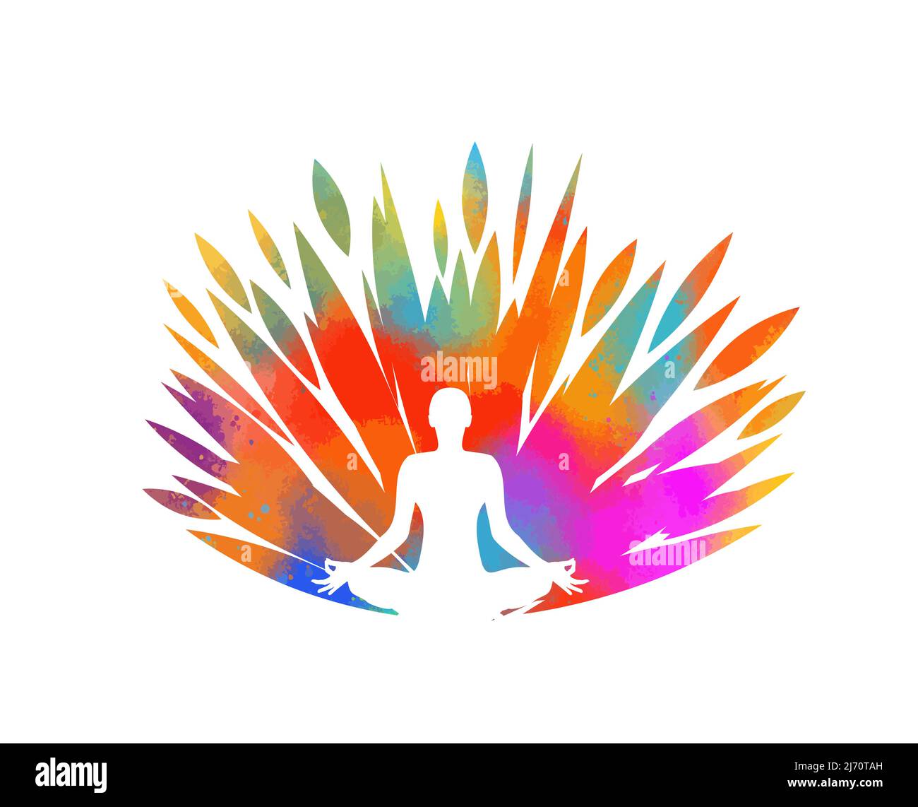Yoga colorful logo. Lotus position. Vector illustration. Human ...