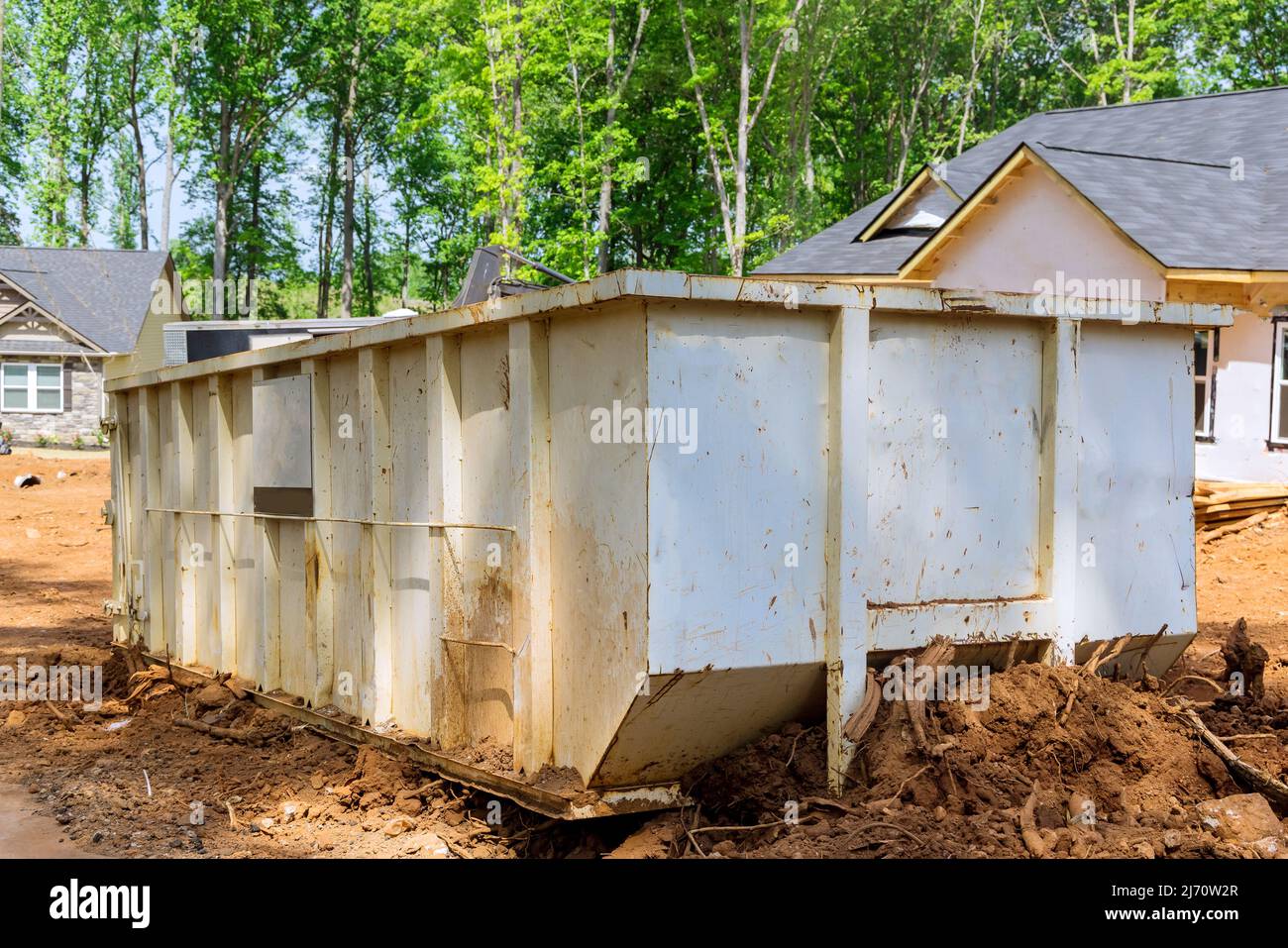 Construction trash dumpsters in an metal container, home house ...