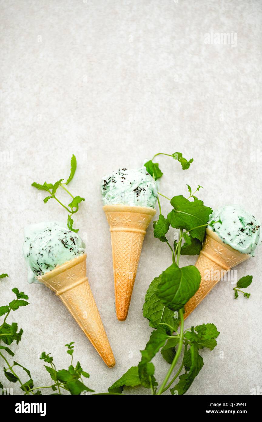 Mint Choc Chip Ice Cream Stock Photo - Alamy