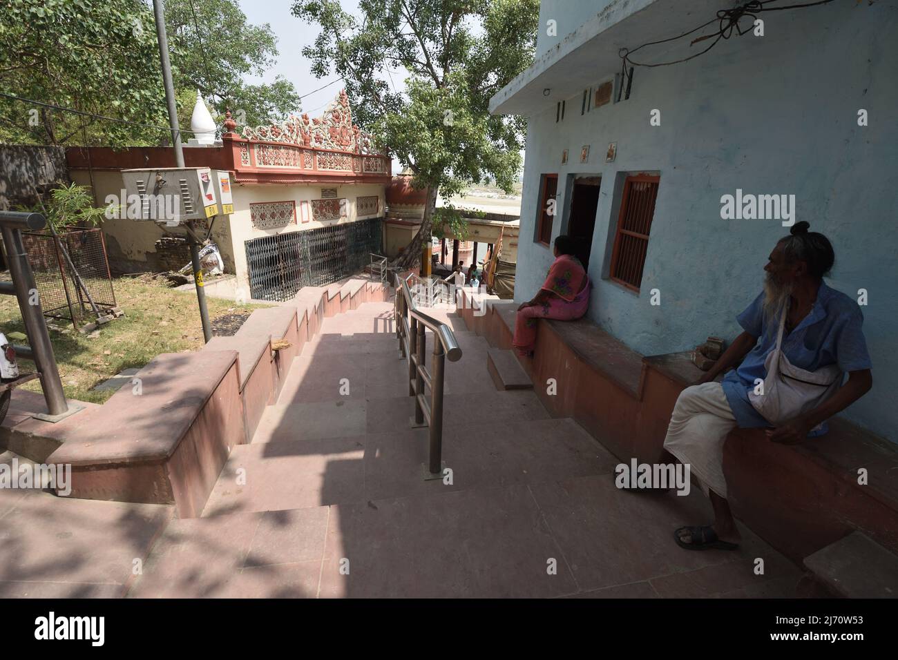 Stairs of the Guptar Ghat or Narayan Ghat along the Ganges. Civil Lines, Kanpur, Uttar Pradesh ...