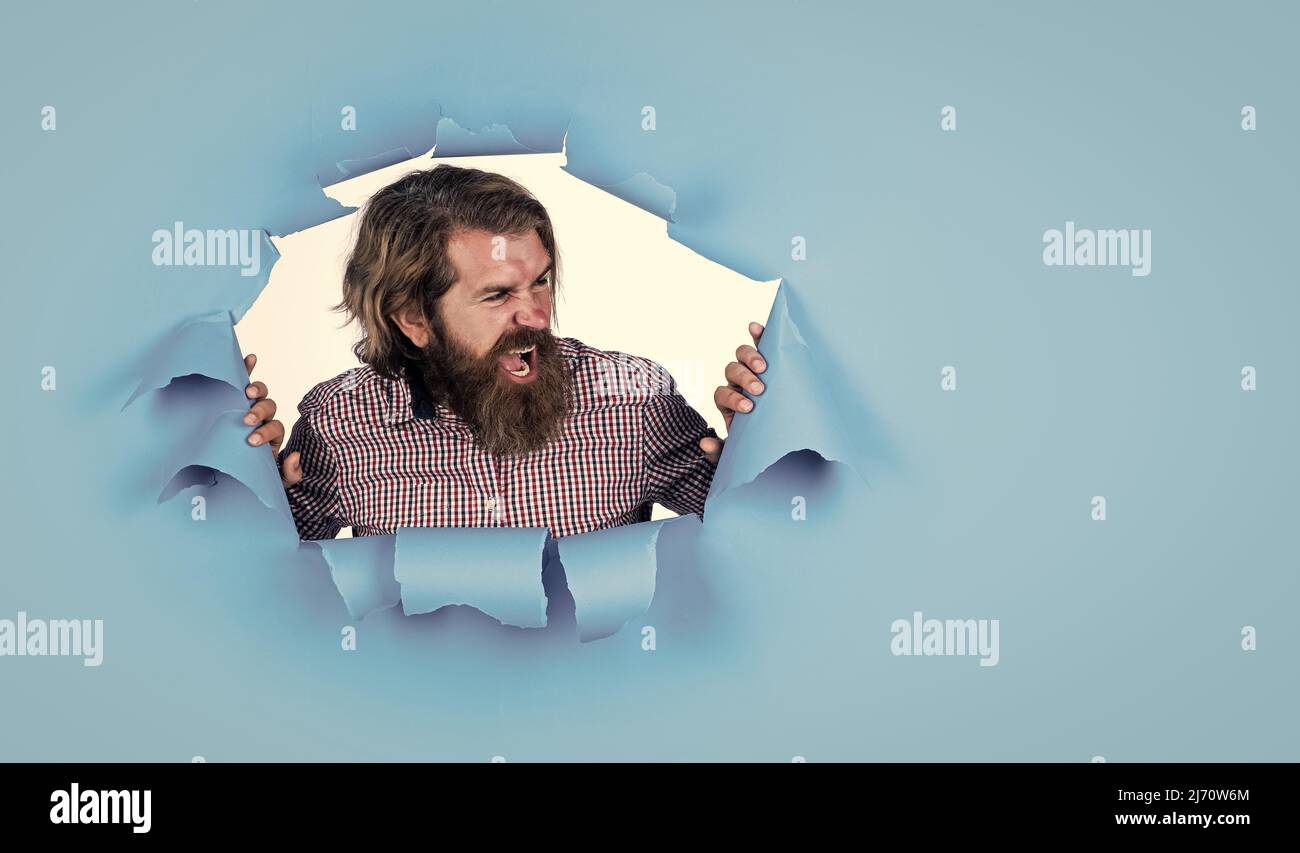 angry male hipster shouting with anger, aggression Stock Photo - Alamy