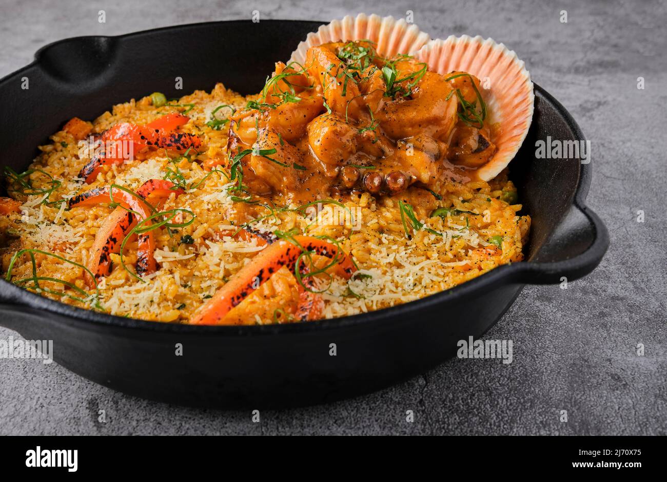 PERUVIAN FOOD: Rice with seafood. Arroz con Mariscos, food served in ...