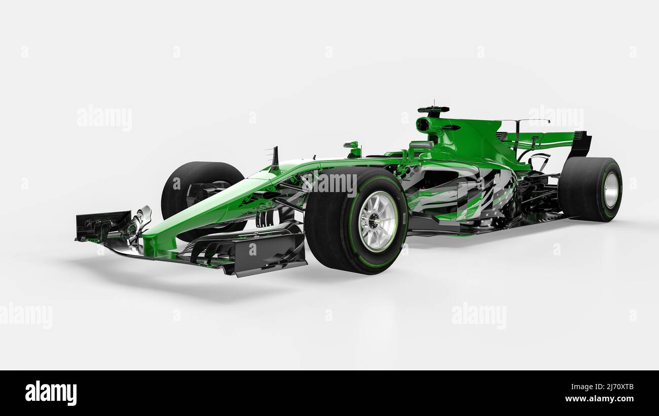 Race car front view on a white background. 3d rendering Stock Photo - Alamy
