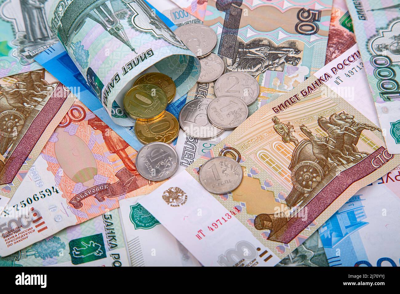 Russian rubles close up coins hi-res stock photography and images - Alamy
