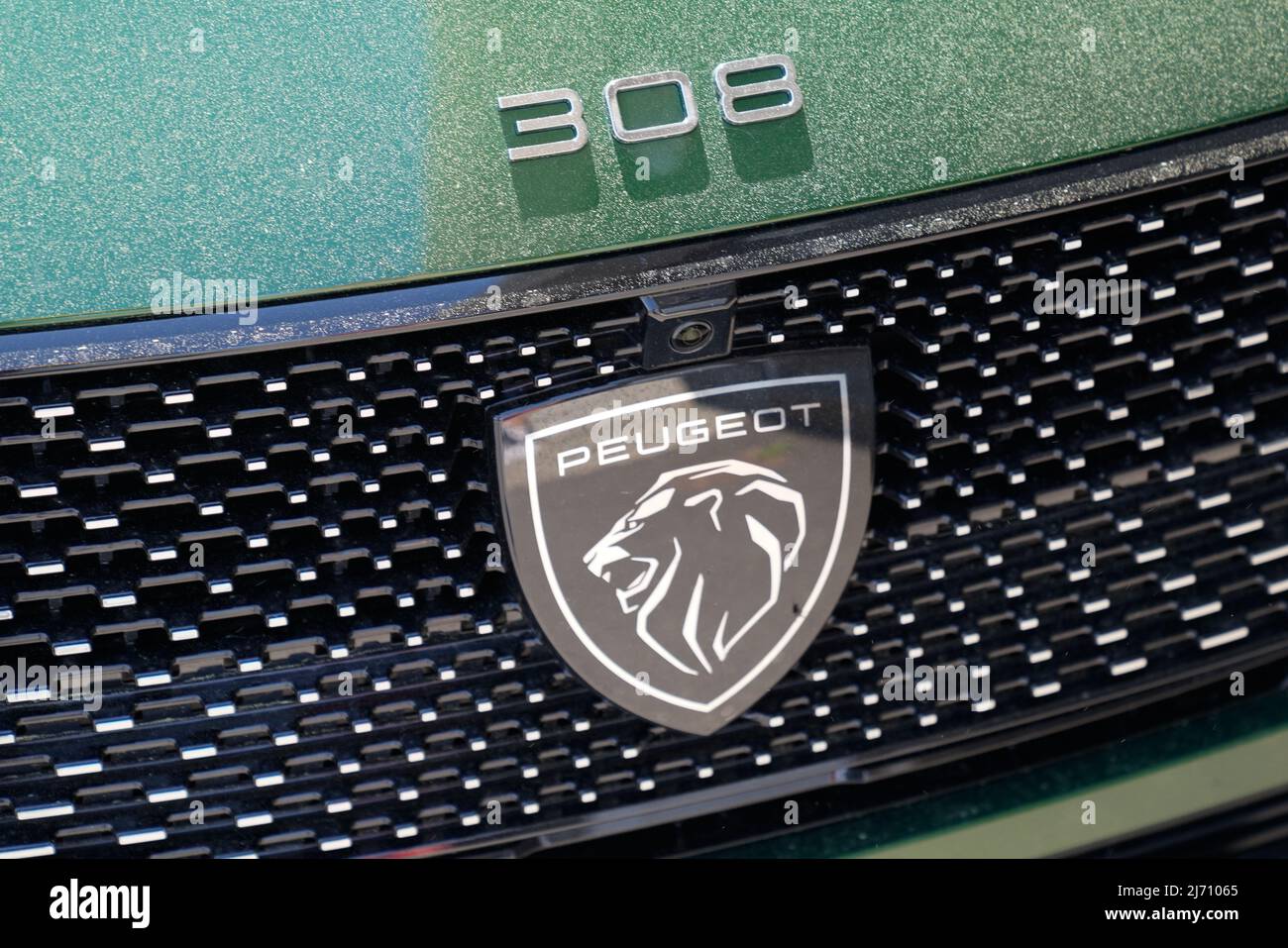 Bordeaux , Aquitaine France - 04 26 2022 : Peugeot 308 logo brand and ...