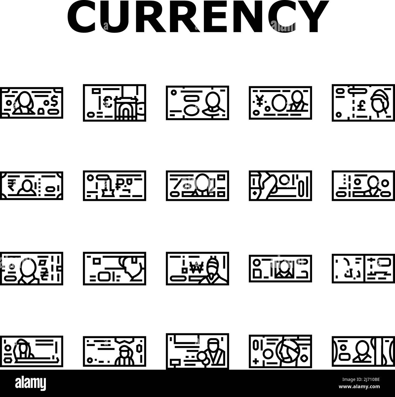Currency International Finance Icons Set Vector Stock Vector Image ...