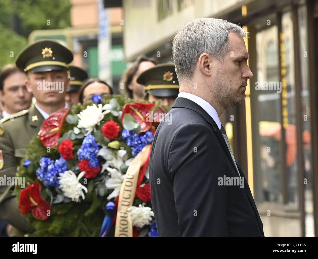 Prague Mayor Zdenek Hrib attends the ceremony to commemorate 77th ...