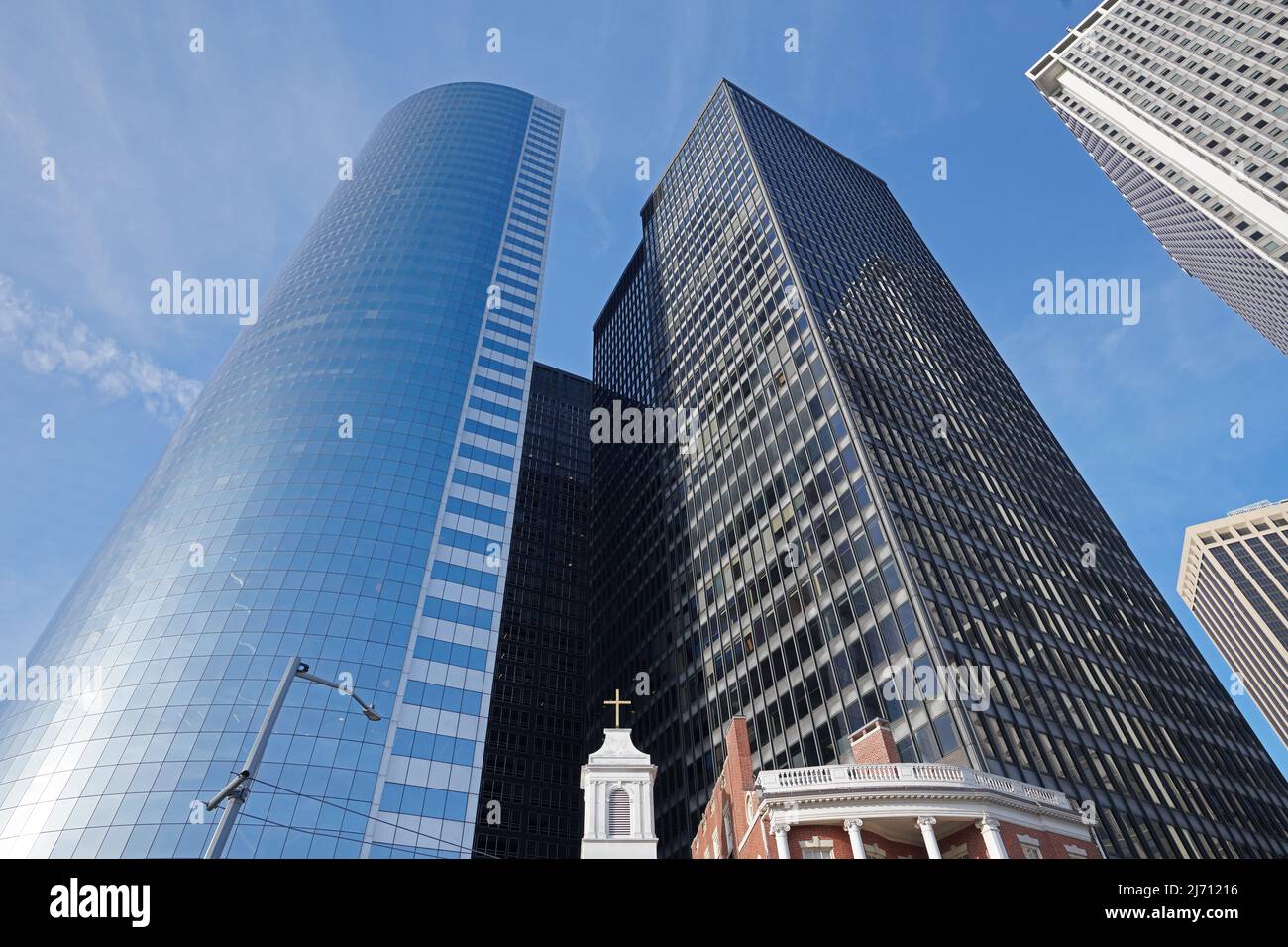 High rise buildings and church taken from Battery Park area in Lower ...