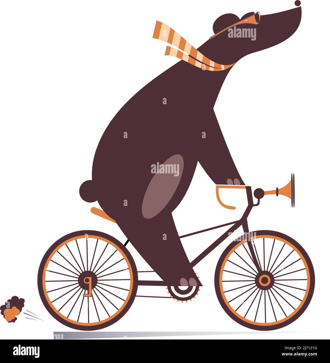 Funny bear rides a bike. Cartoon bear rides a bicycle isolated on white ...