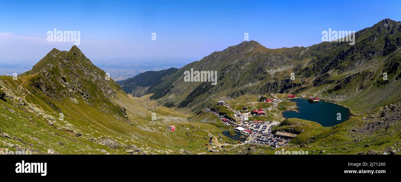 Romania: Lake Balea (Romanian: Balea Lac) from above. The lake is ...