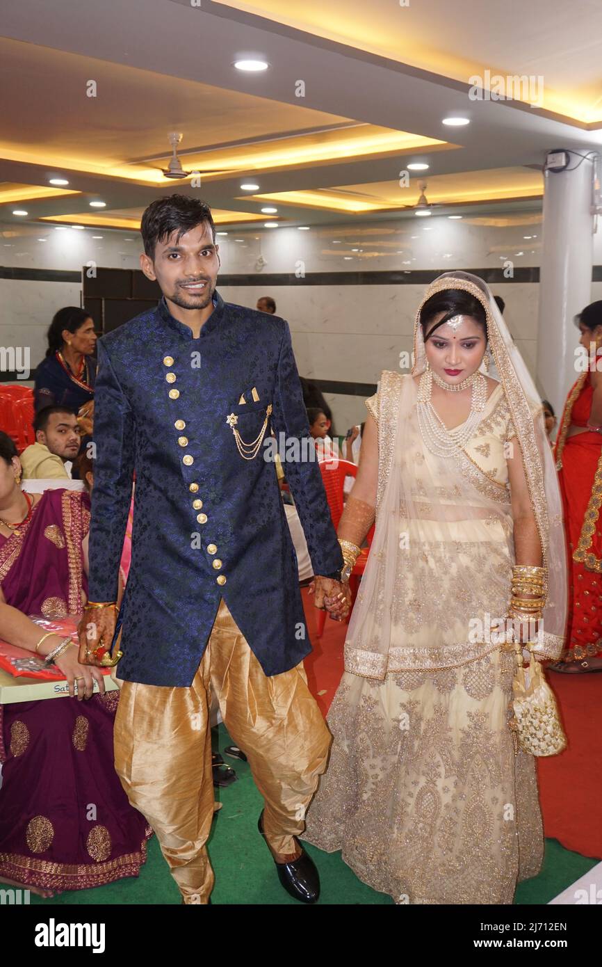 The traditional wedding of indian people is happening at the temple ...