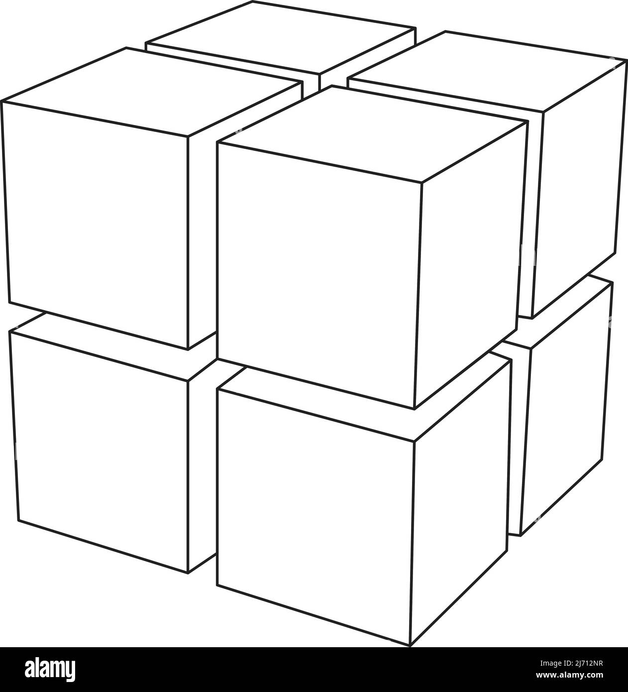 illustration of cube outline. with white background Stock Vector Image & Art - Alamy