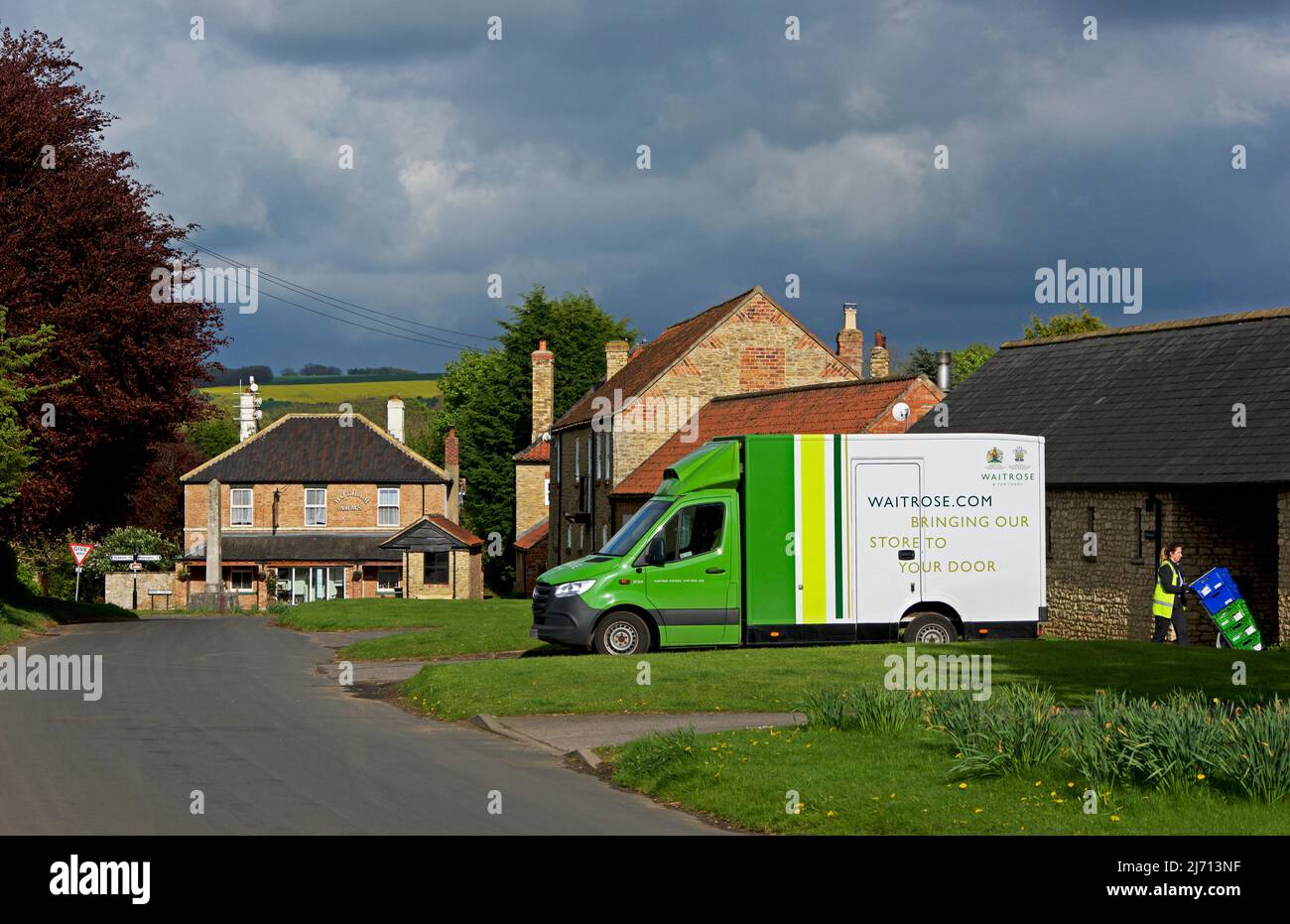 Waitrose delivery van in the village of Hotham, East Yorkshire, England ...