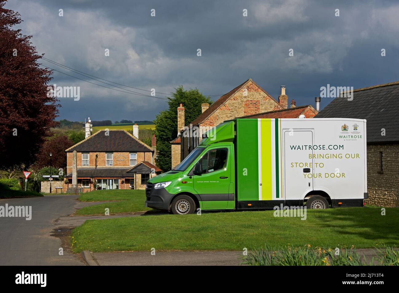 Waitrose delivery van in the village of Hotham, East Yorkshire, England ...