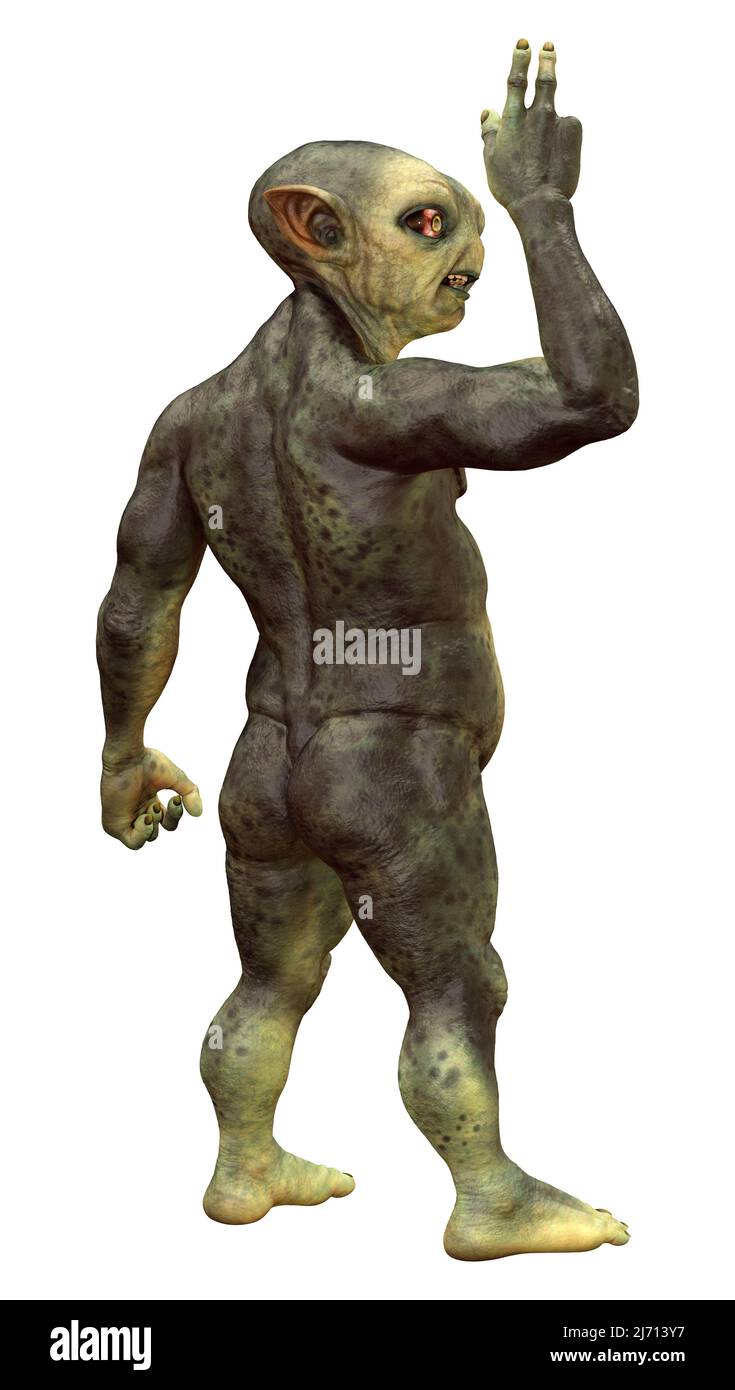 3D rendering of a green alien isolated on white background Stock Photo ...