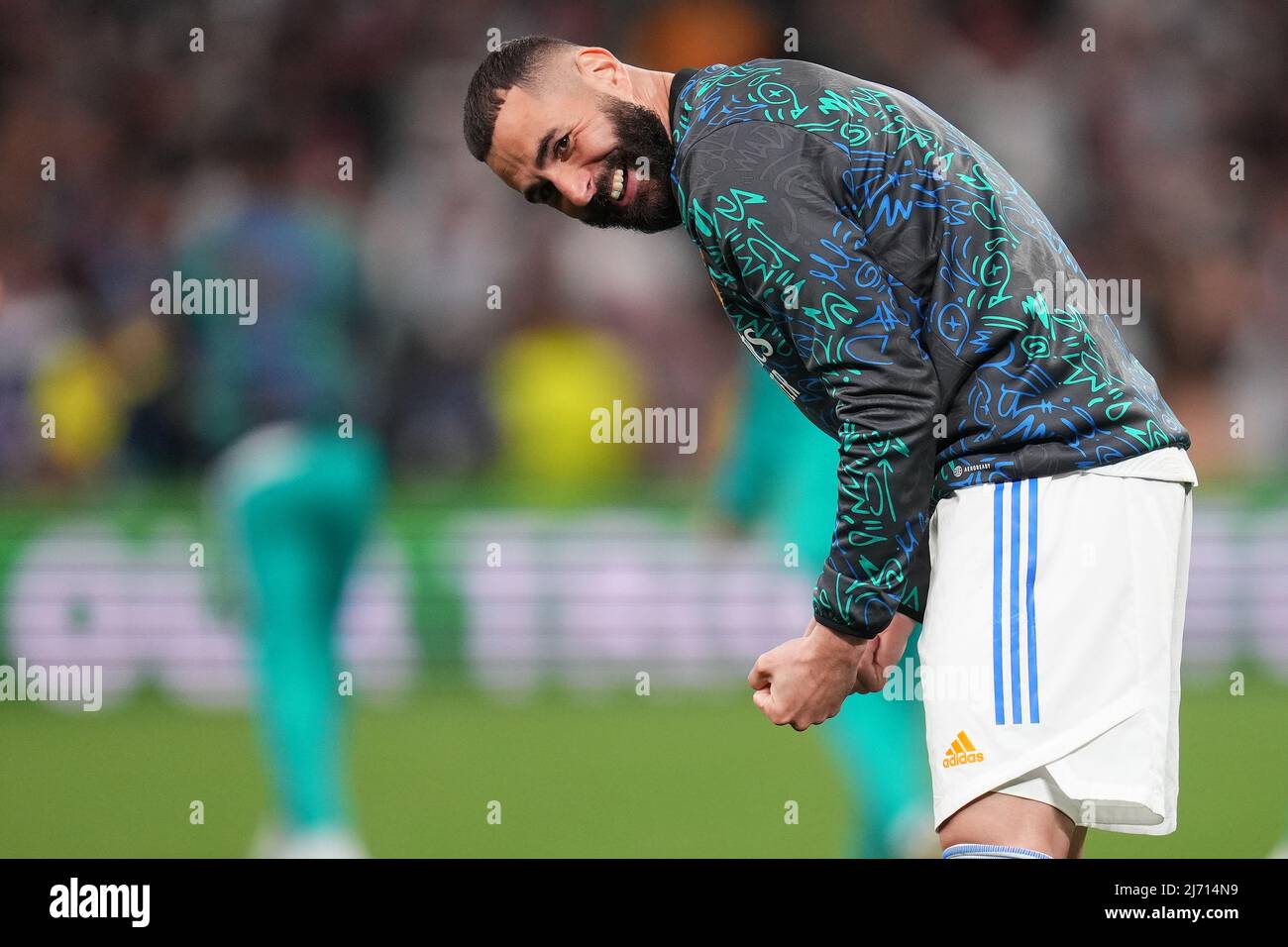 Karim Benzema of Real Madrid celebrates at full time during the UEFA ...