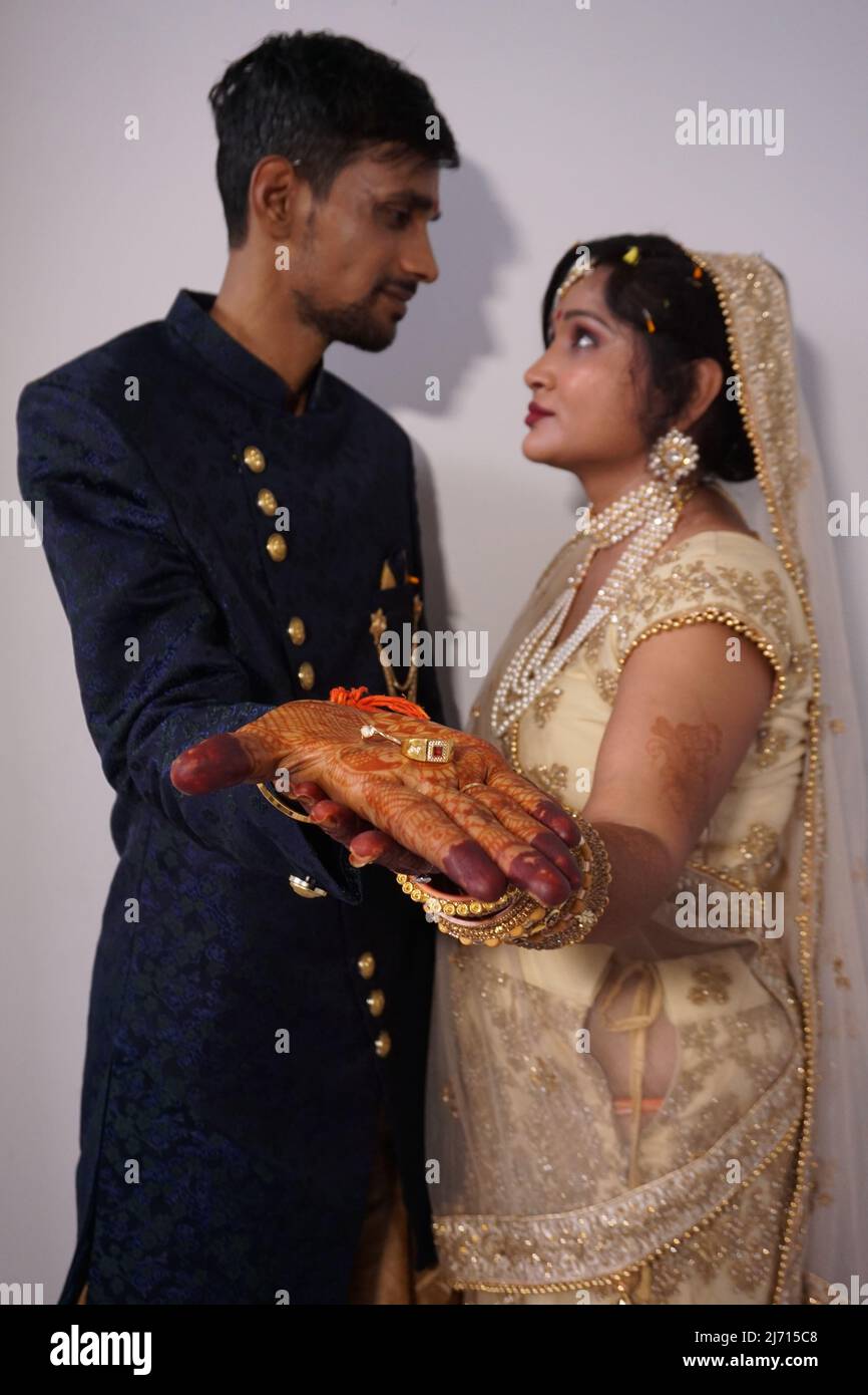 The traditional wedding of indian people is happening at the temple ...