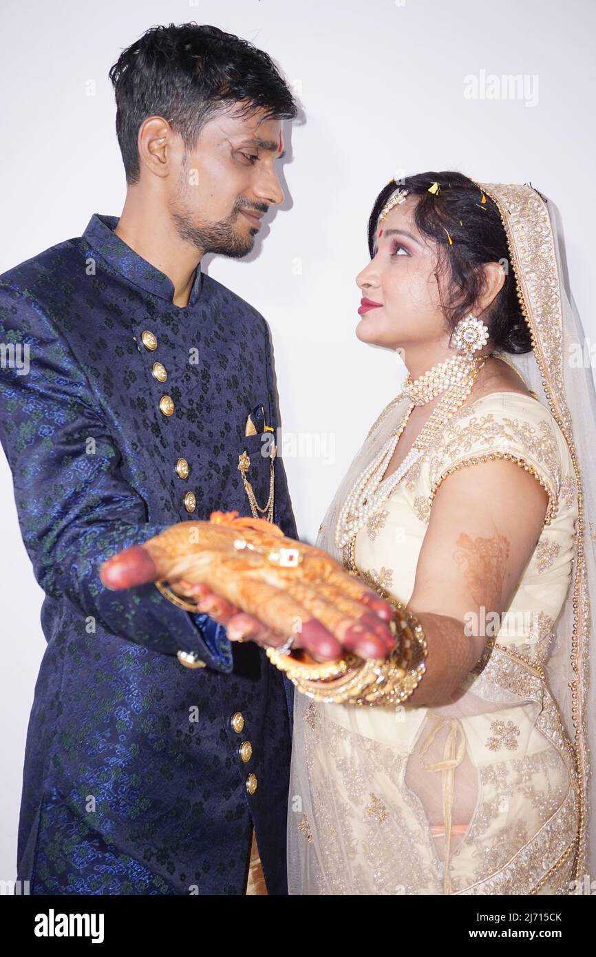 The traditional wedding of indian people is happening at the temple ...