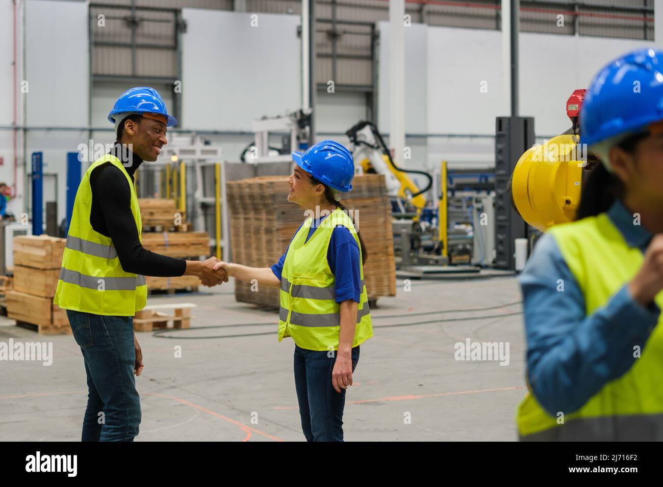 Standing shaking hands technology innovation futuristic hi-res stock ...