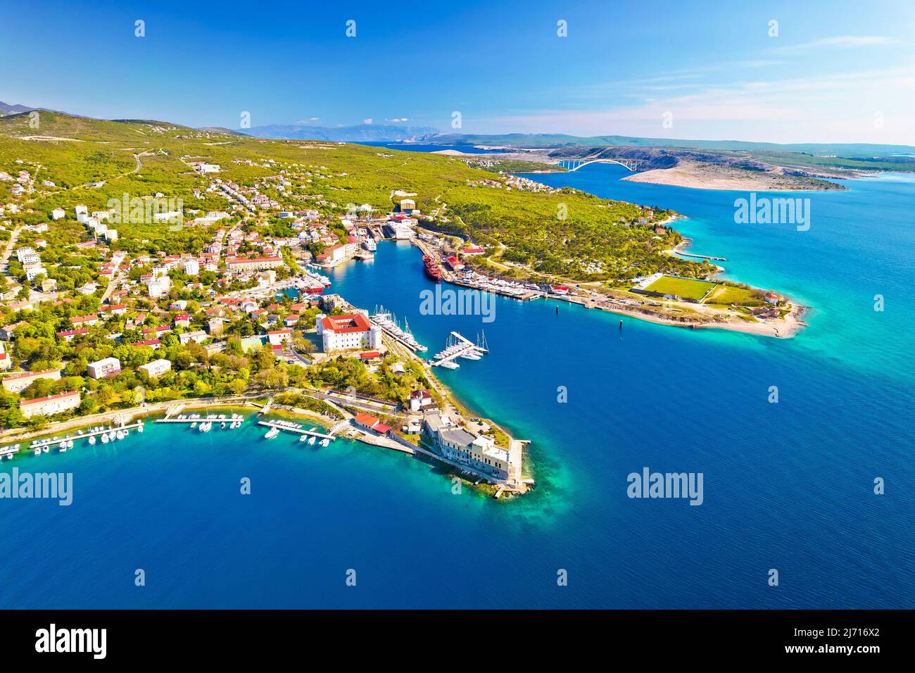 Town of Kraljevica in Kvarner bay aerial view, Adriatic coast of ...