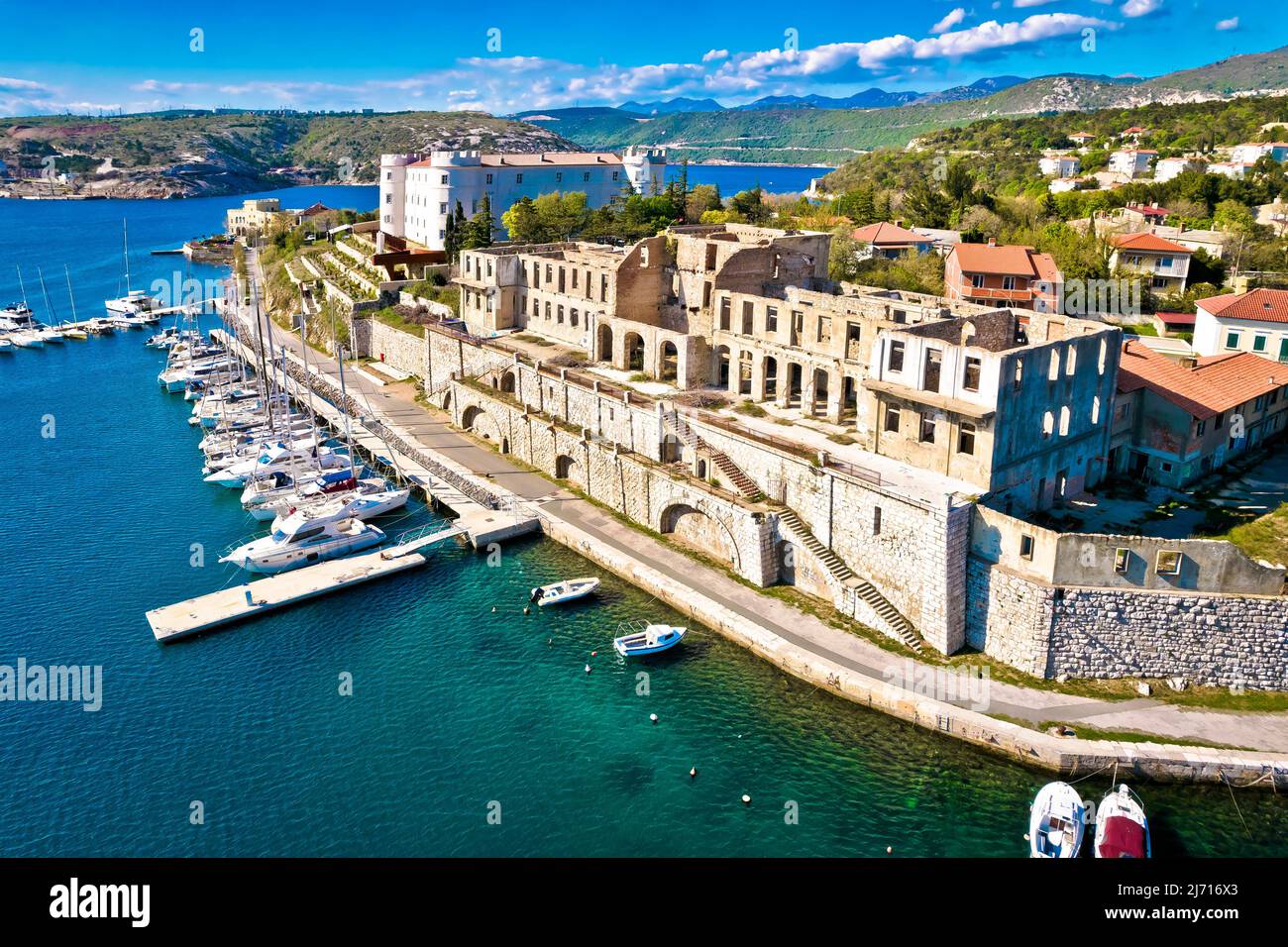 Town of Kraljevica in Kvarner bay landmarks aerial view, Adriatic coast ...