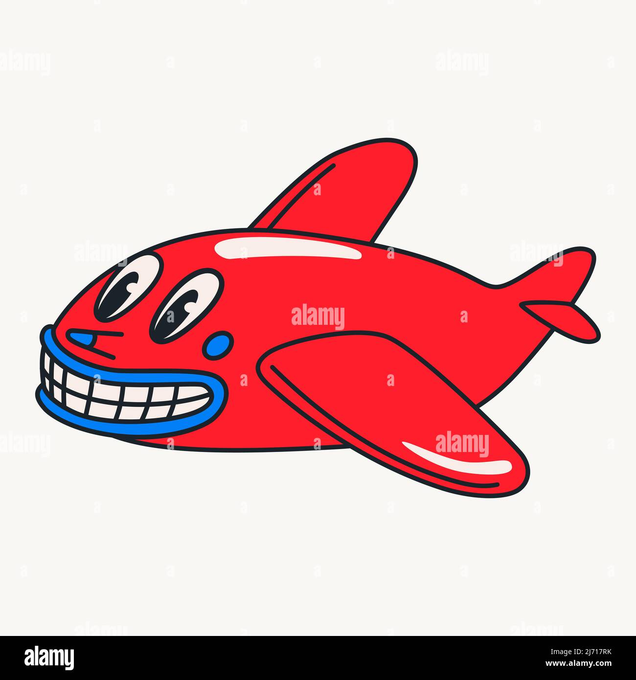 Cartoon vector funny cute Comic characters, plane Stock Vector Image ...