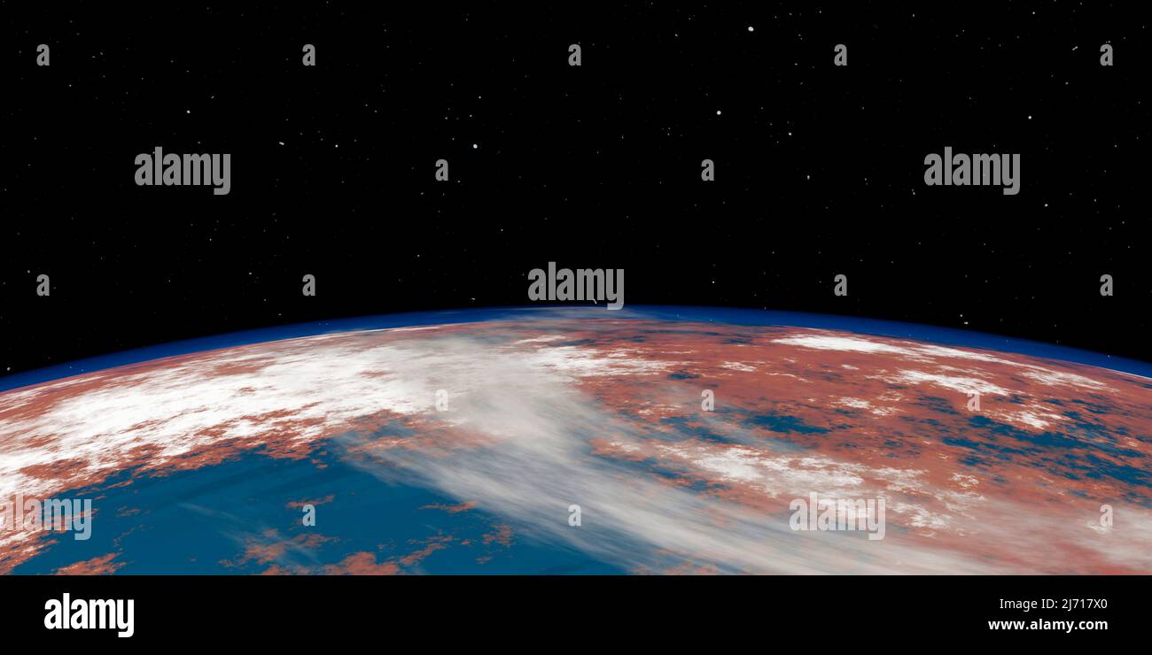 Surface of procedural planet in deep space. Outer dark space wallpaper ...