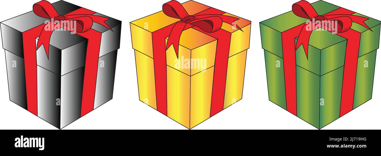 gift boxes are three variant colors. with white background Stock Vector ...