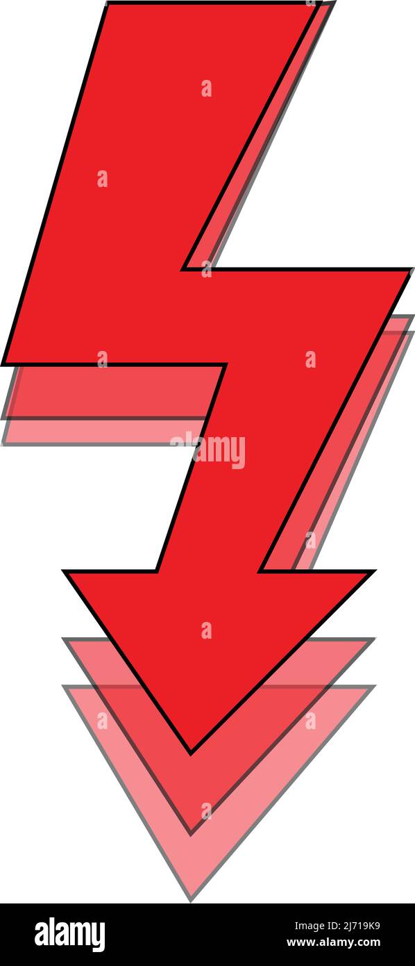 caution red arrow icon, check mark with arrow. with white background ...