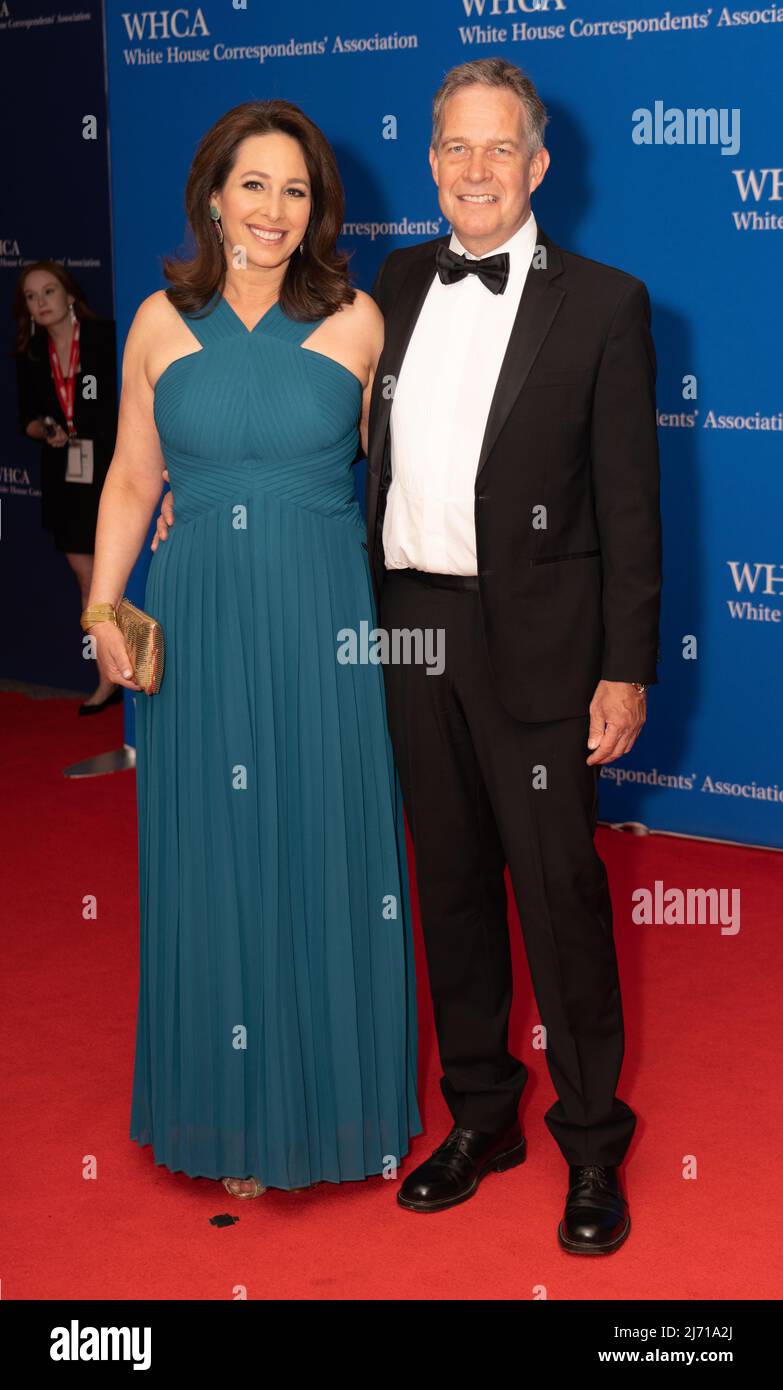 Journalist Nancy Cordes arrives with her husband Harald Cordes. Walking ...
