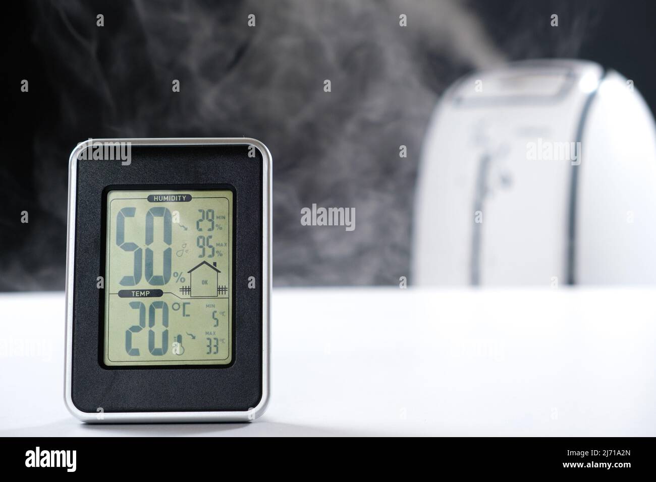 Hygrometer and thermometer with humidifier. Maintenance of normal air ...