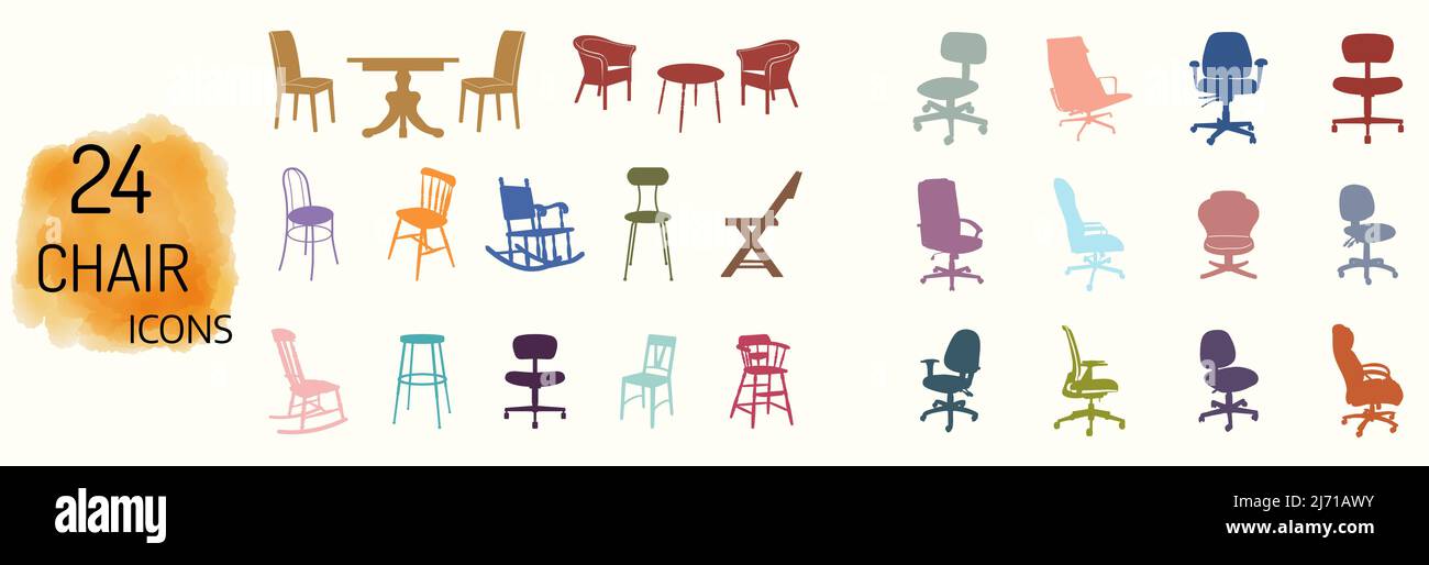 Colorful Chair Icon Set Stock Vector Image & Art - Alamy