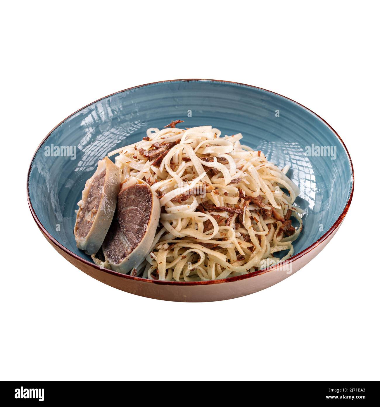 Isolated portion of oriental dish naryn with kazy Stock Photo - Alamy
