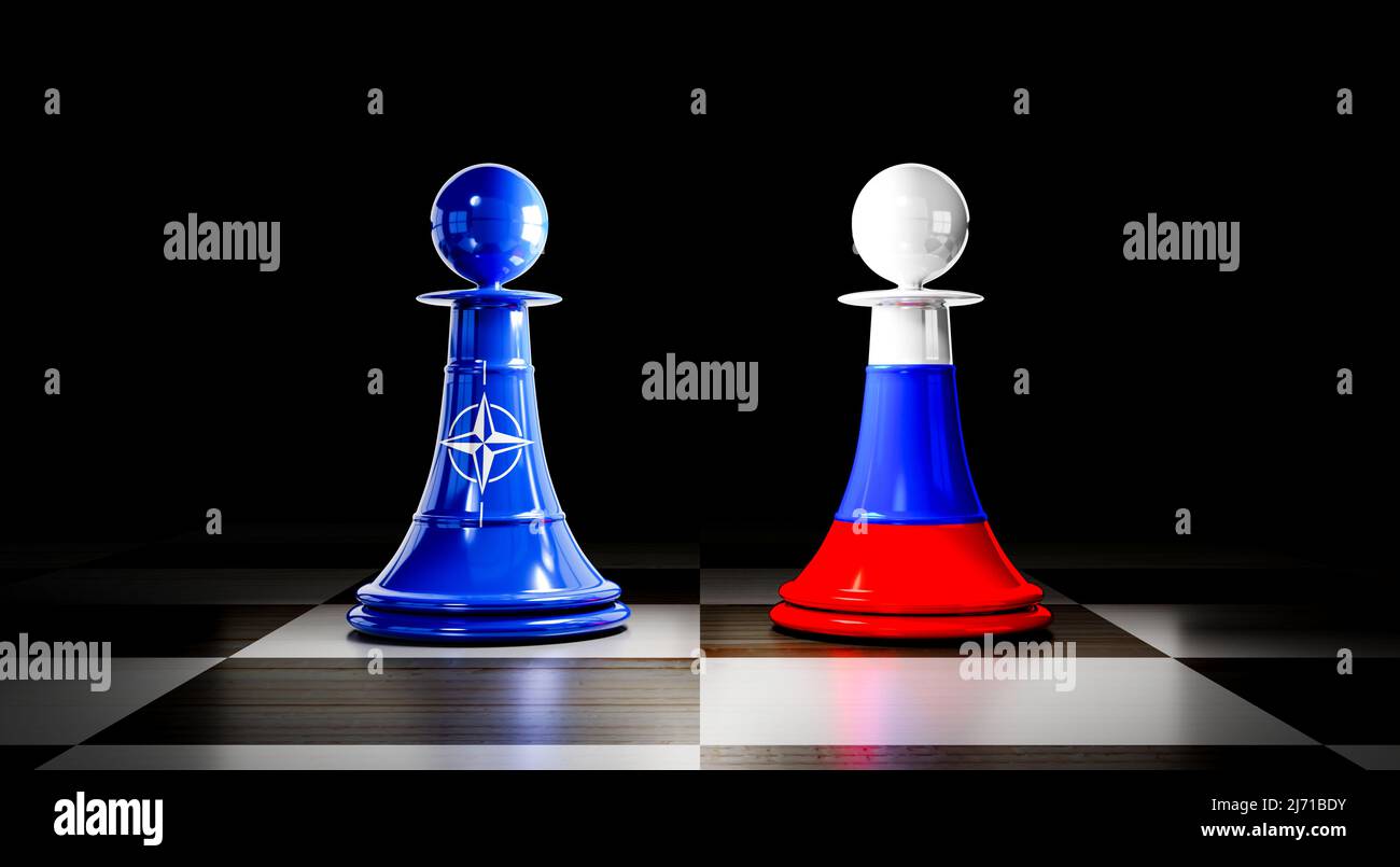 NATO and Russia relations, chess pawns with national flags - 3D ...