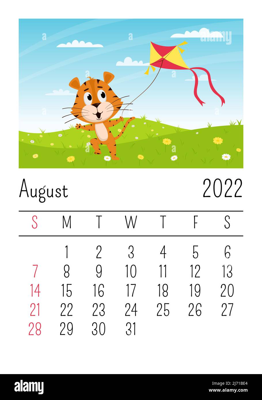 August 2022 Calendar Clipart