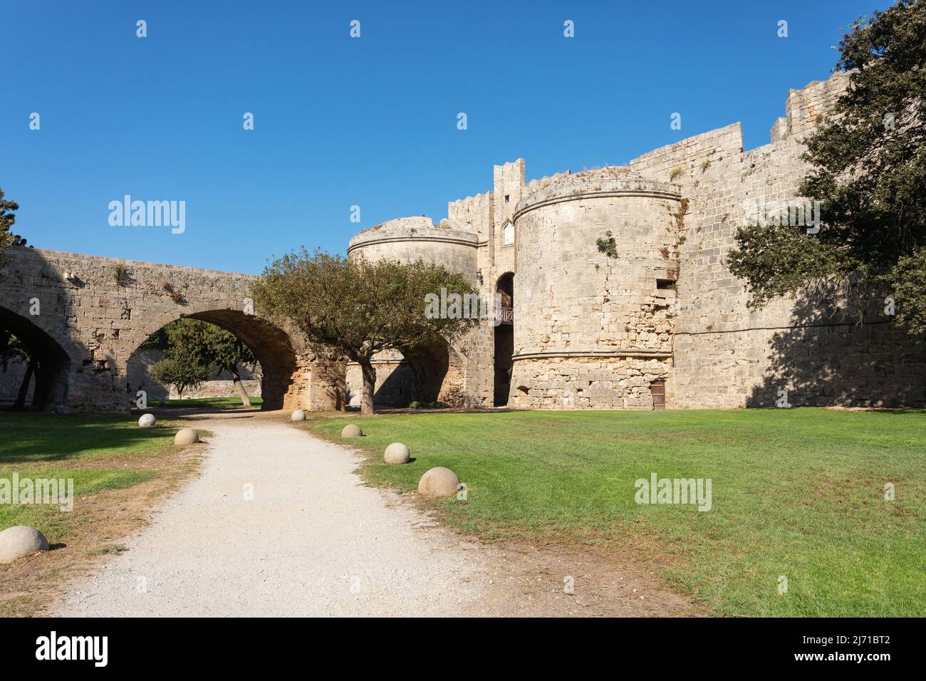 Fortifications around the Rhodes fortress, Rhodes, Greece Stock Photo ...