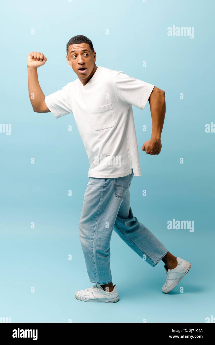 Man Running Fast Scared