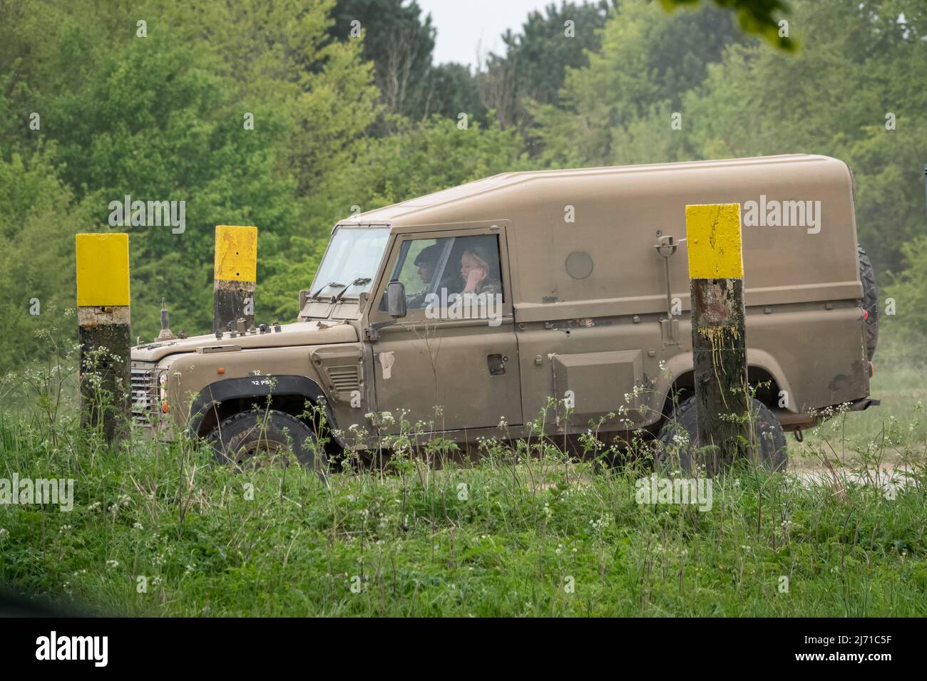 British army Land Rover Defender Wolf medium utility vehicle in action ...