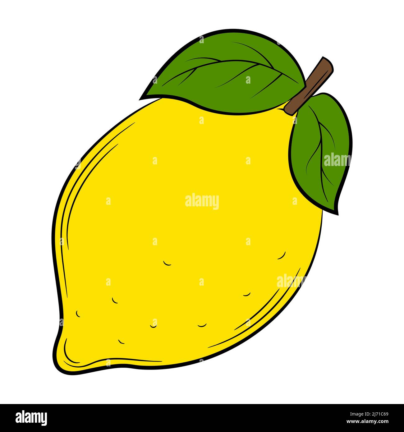 lemon, fruit in a linear style. Colorful vector decorative element ...