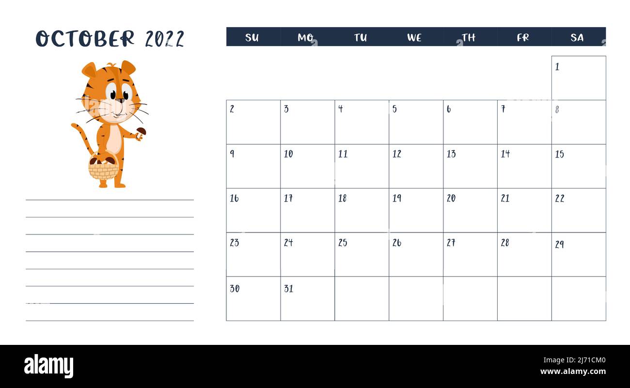 Cartoon Calendar October 2022