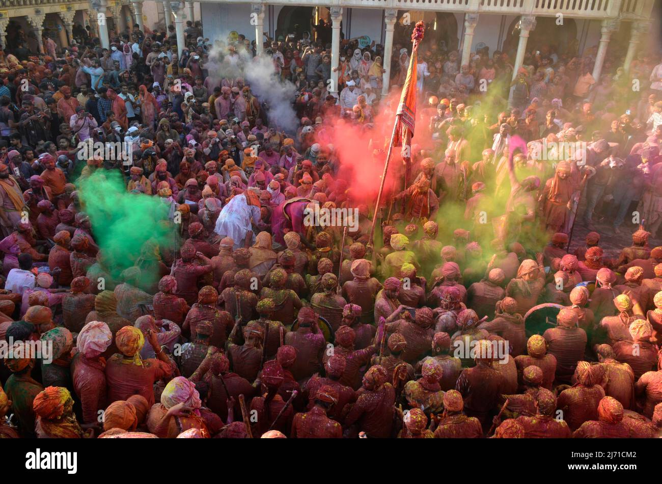 Celebration of Holi in Uttar Pradesh, India Stock Photo - Alamy
