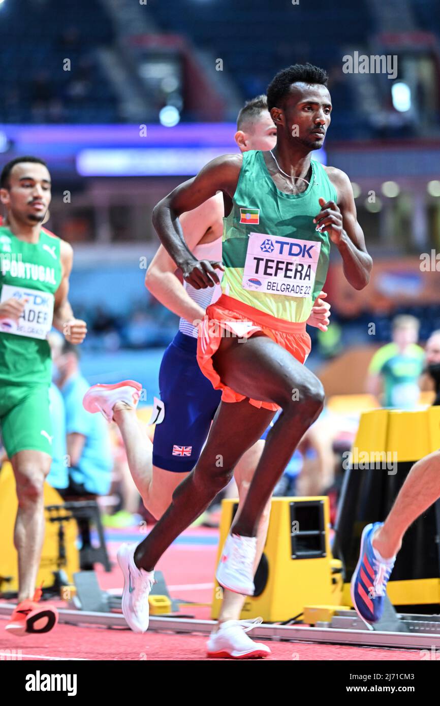 Samuel Tefera participating in the Belgrade 2022 World Indoor ...